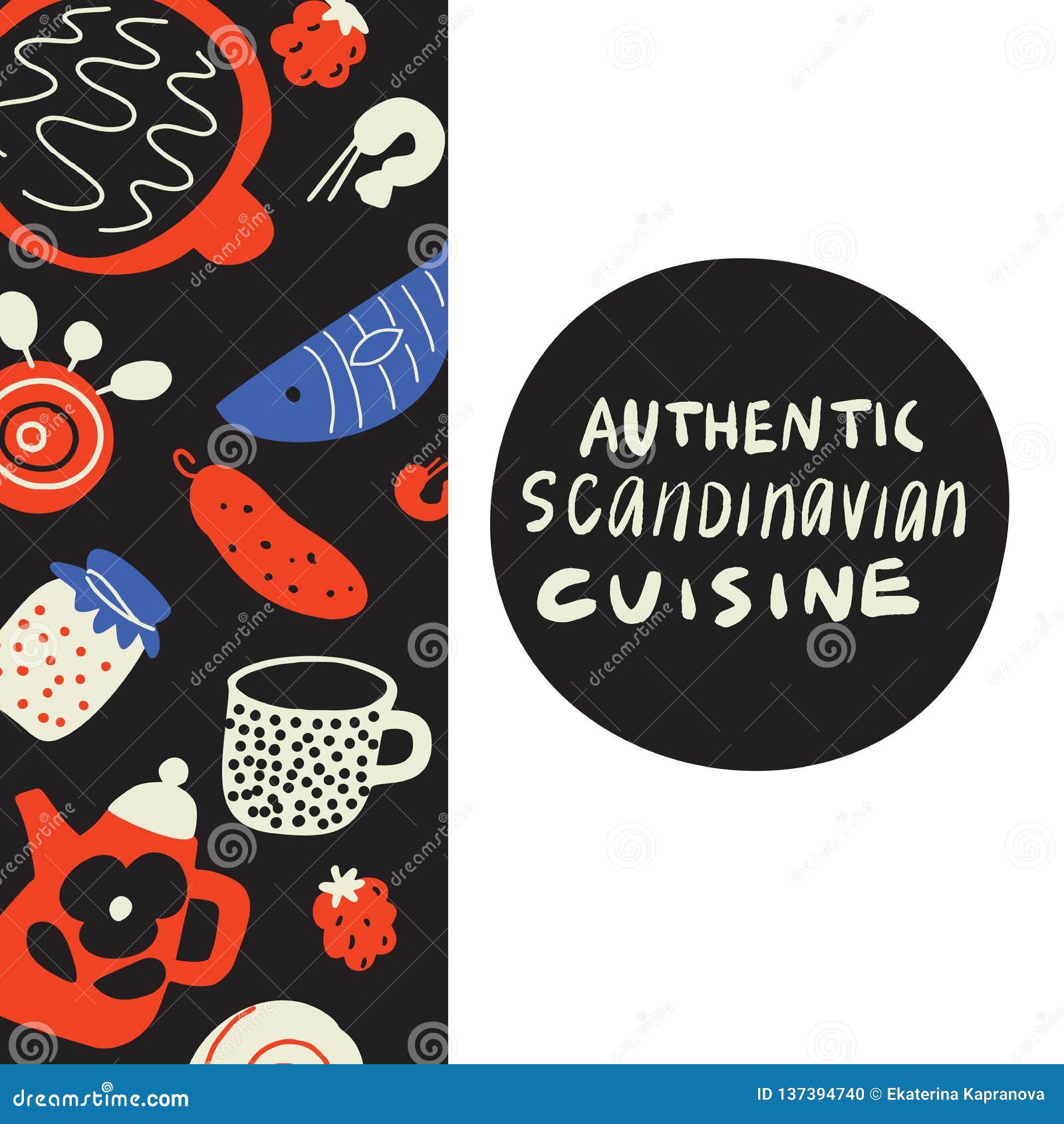 Authentical Scandinavian Cuisine. Menu Template. Hand Drawn ...