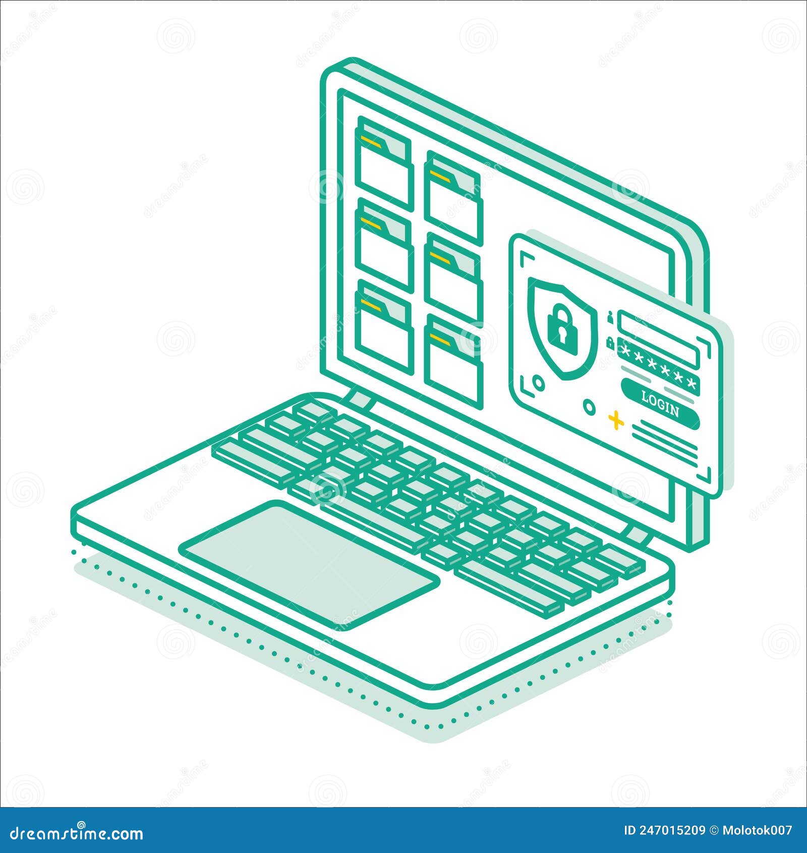 Authentication Form on Laptop Screen. Vector Illustration Stock Vector ...