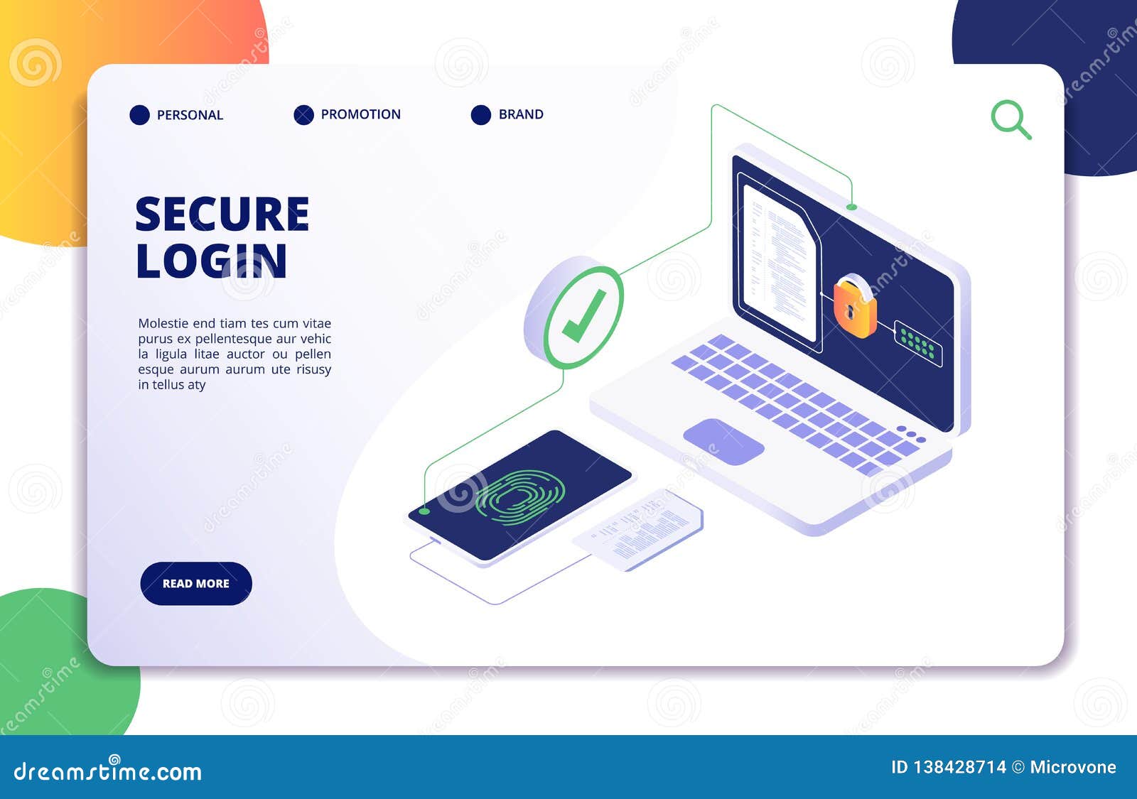 Authentication Isometric Concept Password Login Authorization Fingerprint Access Stock Vector 5611