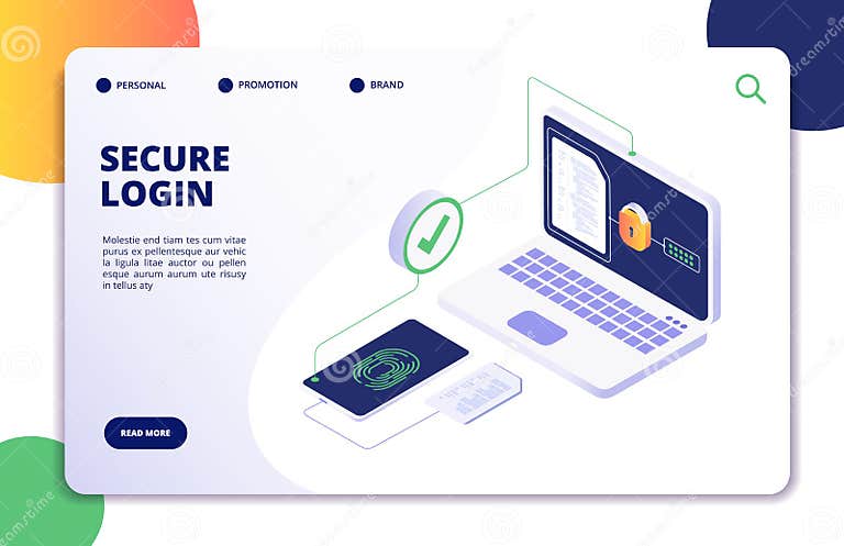 Authentication Isometric Concept. Password, Login Authorization ...