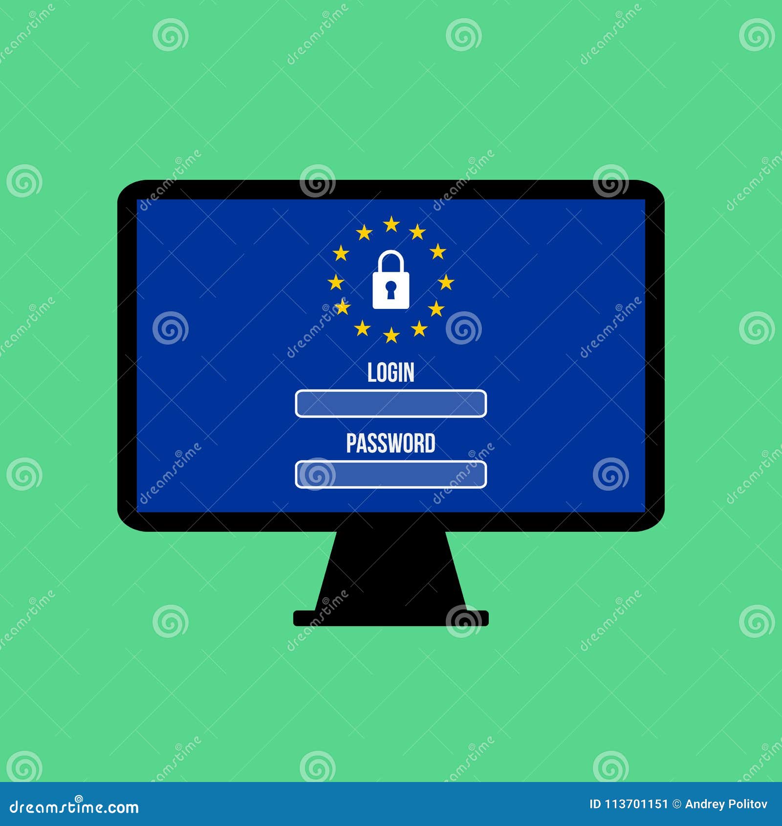 Authentication Page on Computer Screen with Gdpr Protection Sign Stock ...