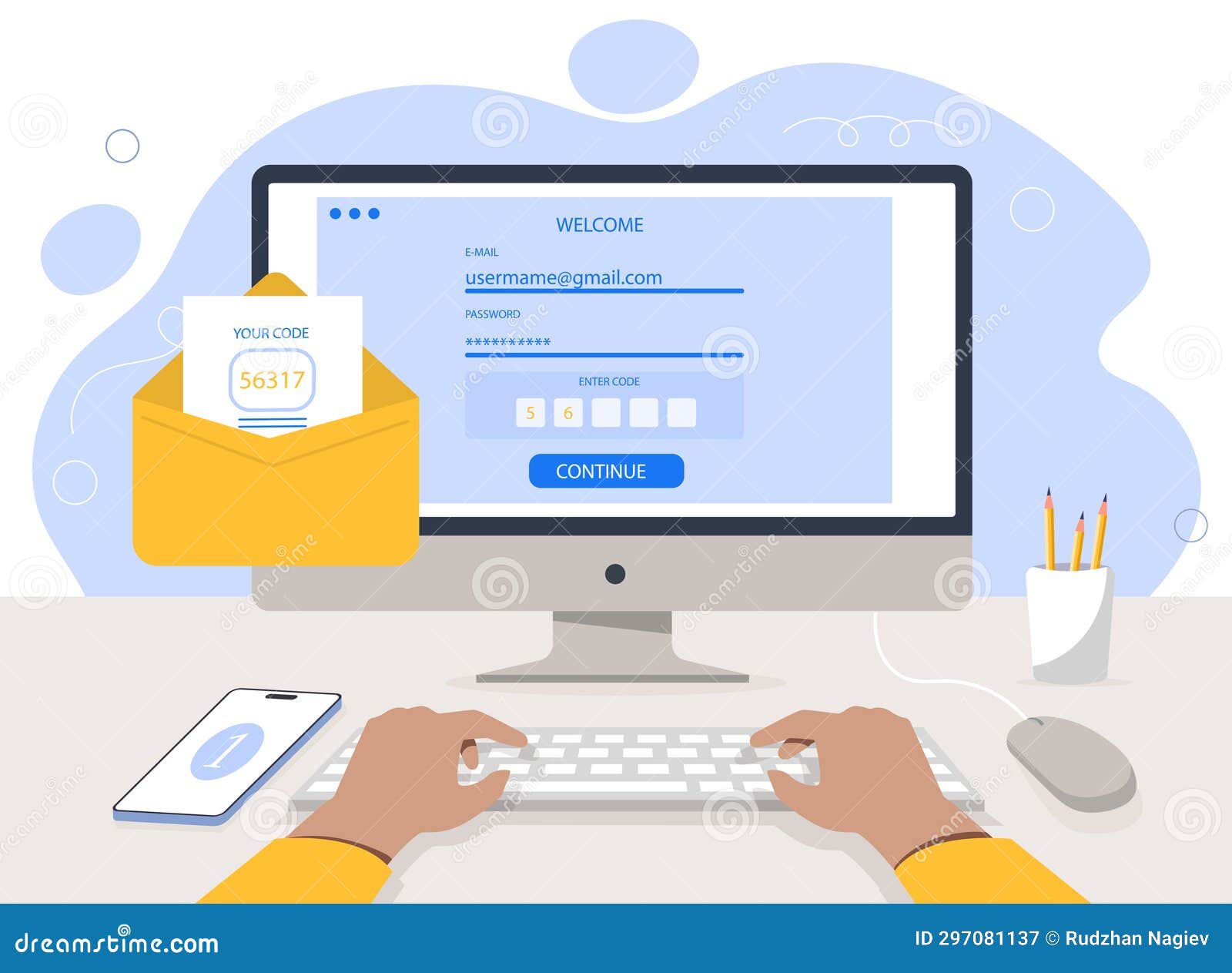 Authentication To Website Vector Concept Stock Illustration ...