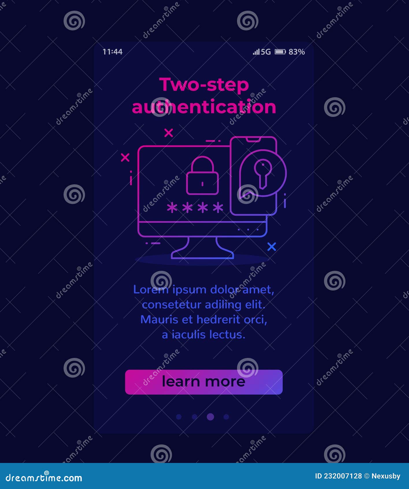 Authentication in Two Steps Banner with Icon Stock Vector ...