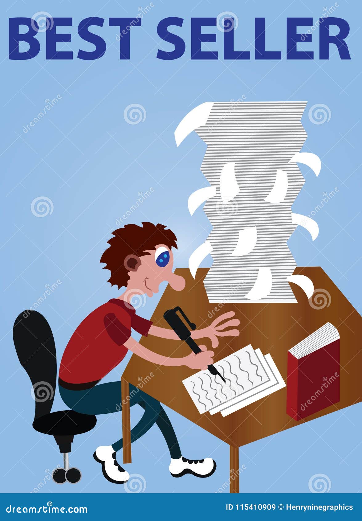 Author busy at work stock vector. Illustration of columnist - 115410909