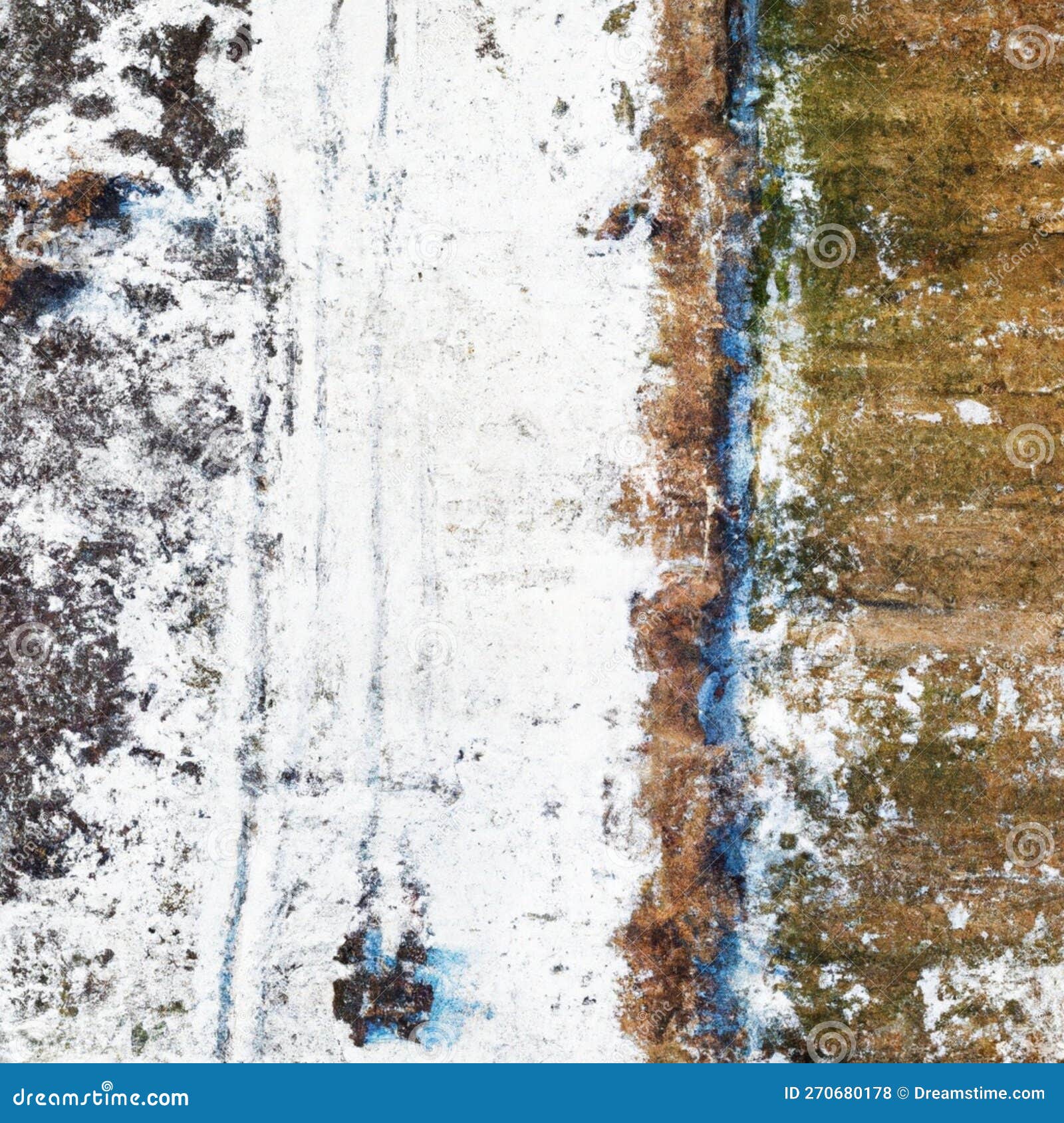 An Aerial View on an East European Field with Partially Melted Snow ...