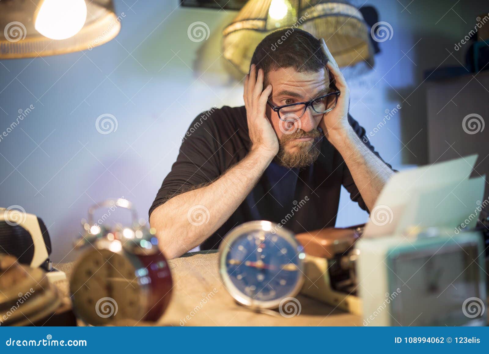 Author working at home stock photo. Image of vintage - 108994062