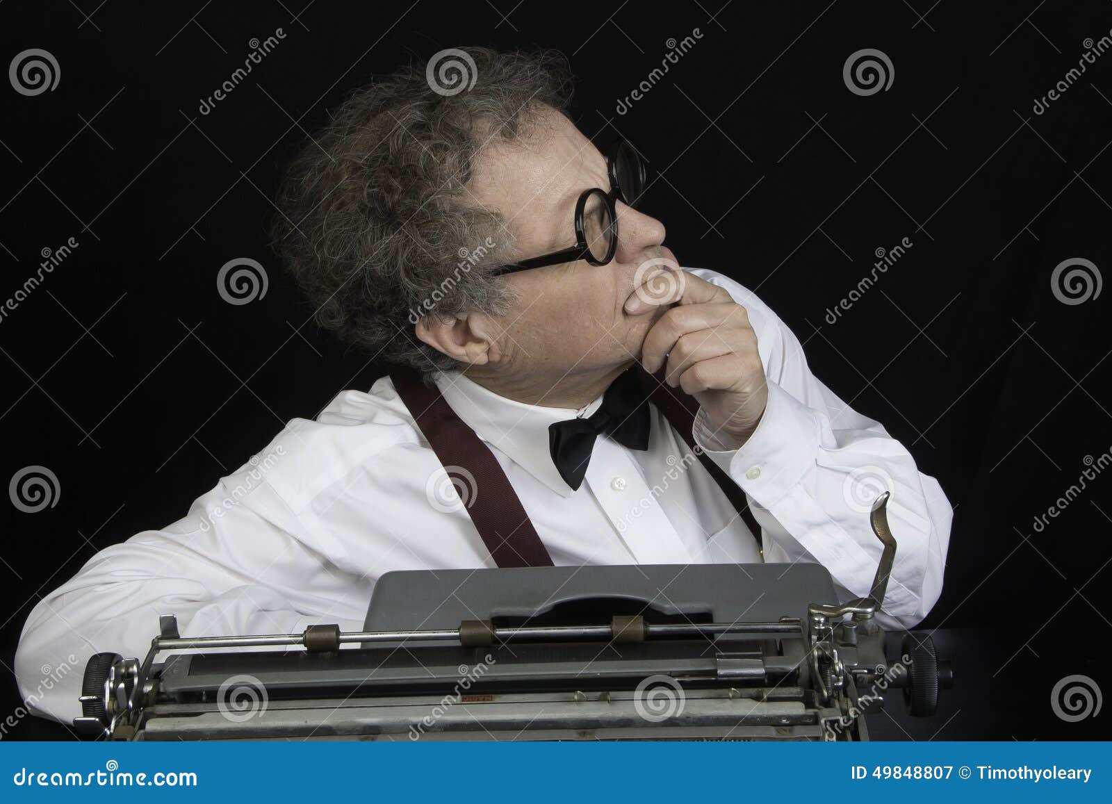 Author Working on Antique Typewriter Stock Image - Image of shirt ...