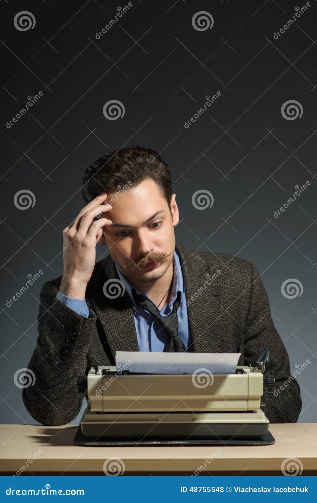 Author Working at the Typewriter Stock Photo - Image of occupation ...