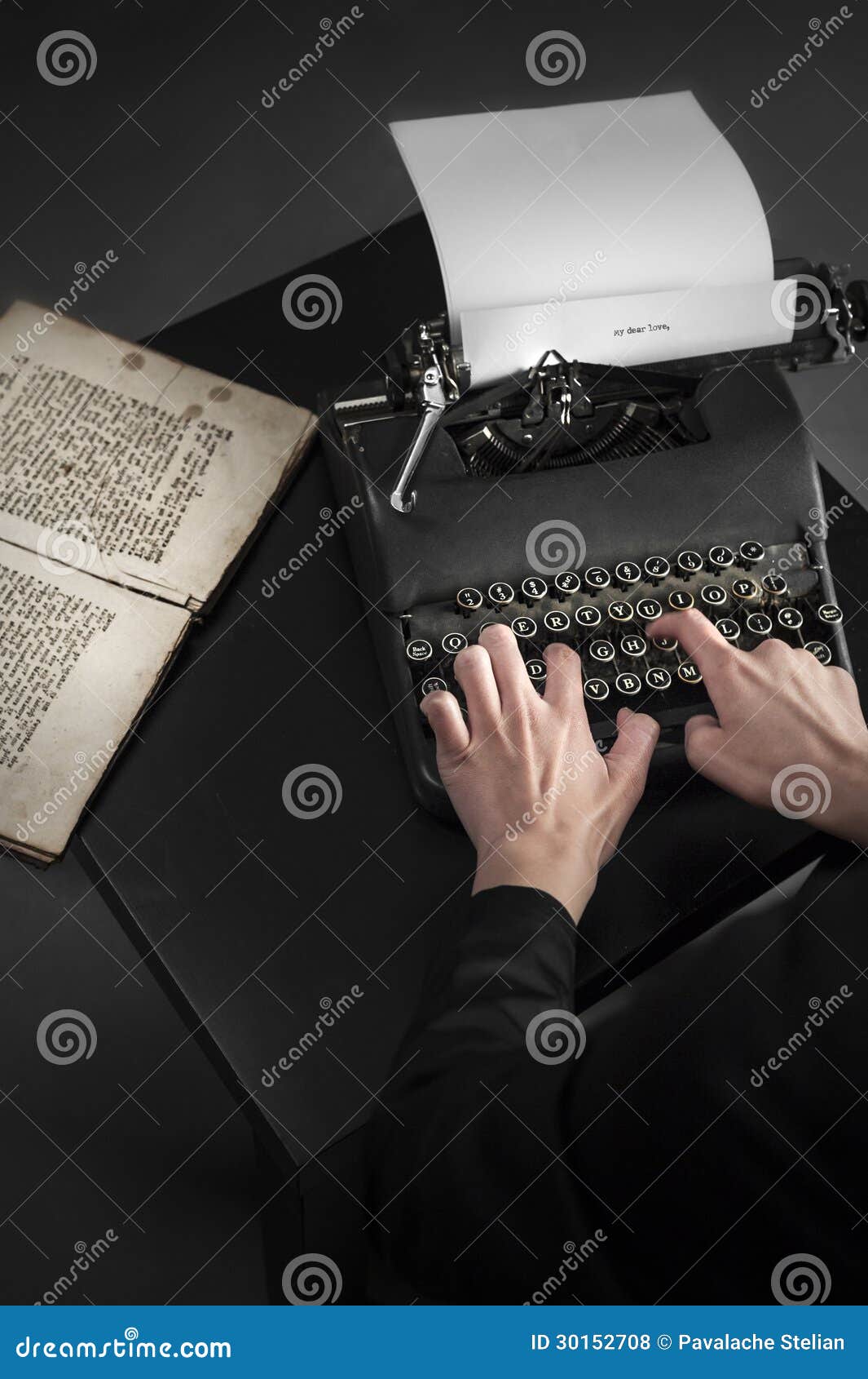 Old Typewriter and an Ancient Manuscript Stock Photo - Image of ...
