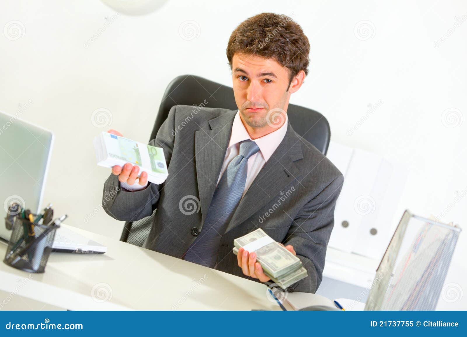 Authoritative Businessman Sitting at Desk Stock Image - Image of modern ...