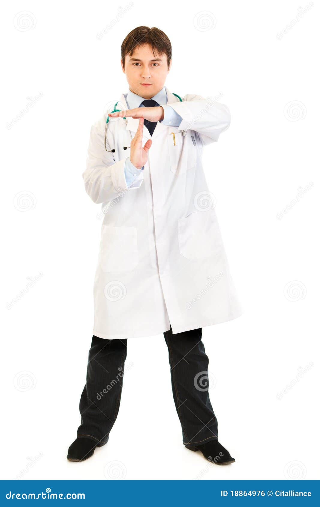 Authoritative Doctor with Time Out Crossed Arms Stock Photo - Image of ...