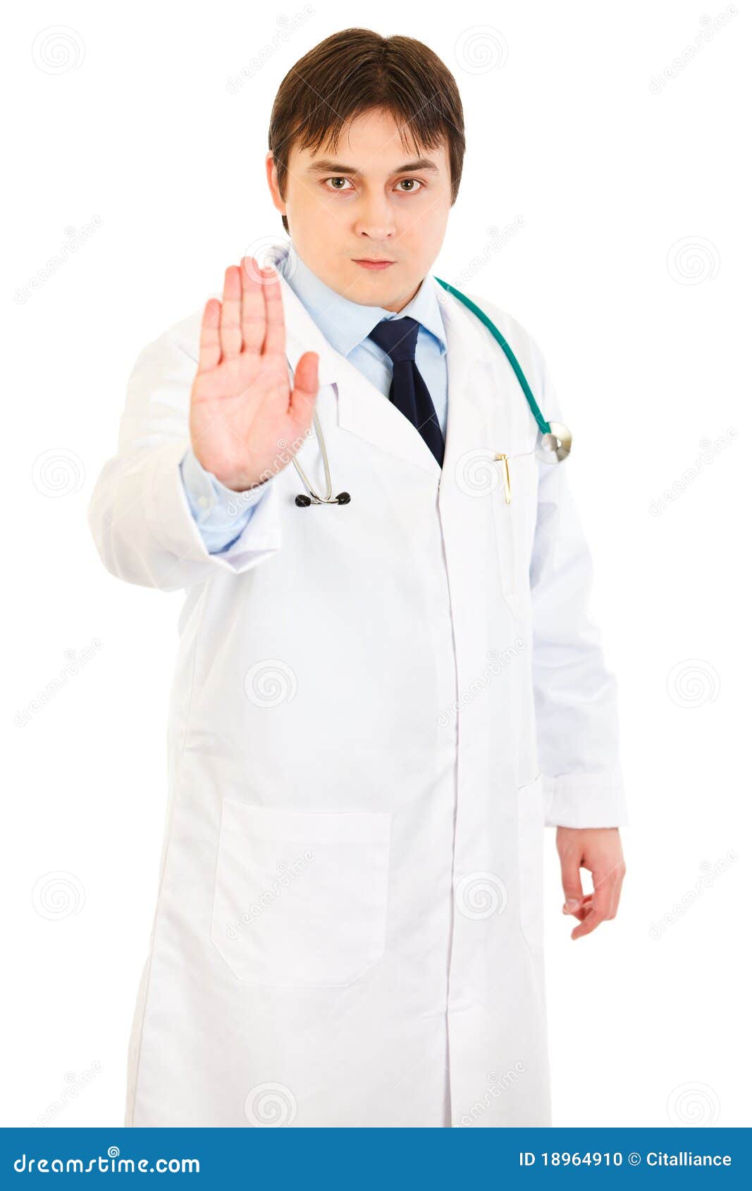 Authoritative Medical Doctor Showing Stop Gesture Stock Photo - Image ...