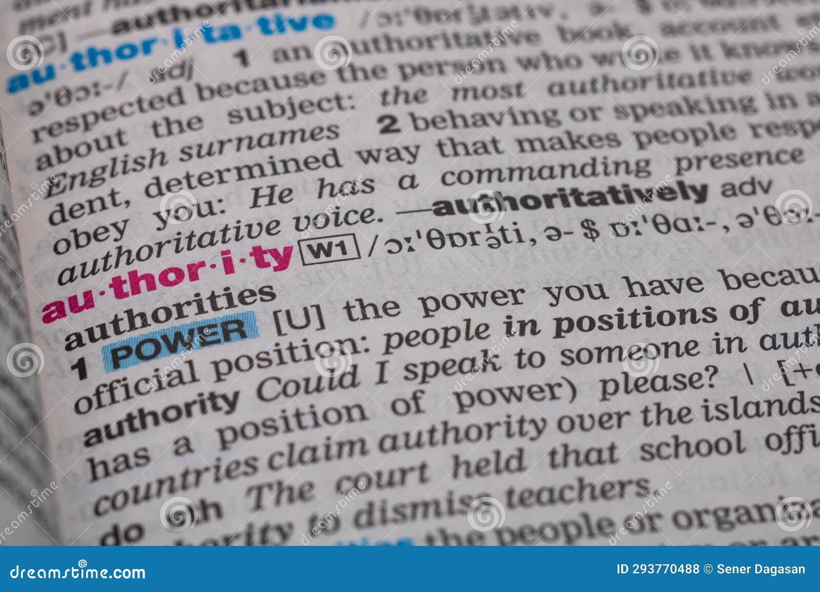 Authority Word in the Dictionary. Power or Control or Command Concept ...