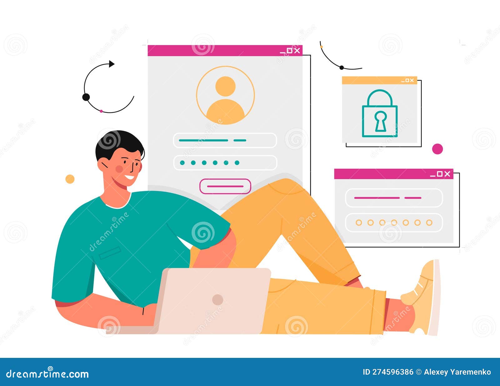 Authorization in profile stock vector. Illustration of render - 274596386