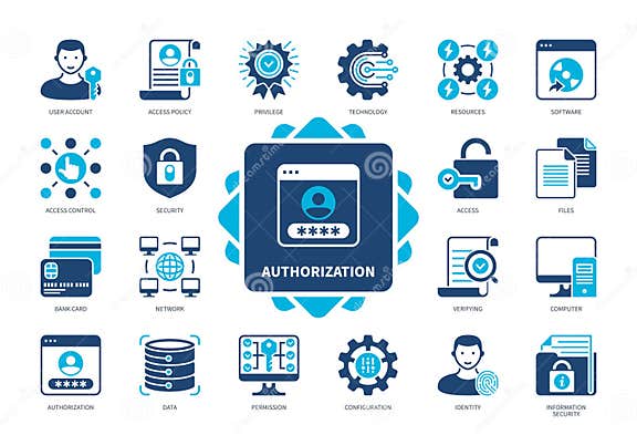 Authorization Solid Icon Set Stock Illustration - Illustration of user ...