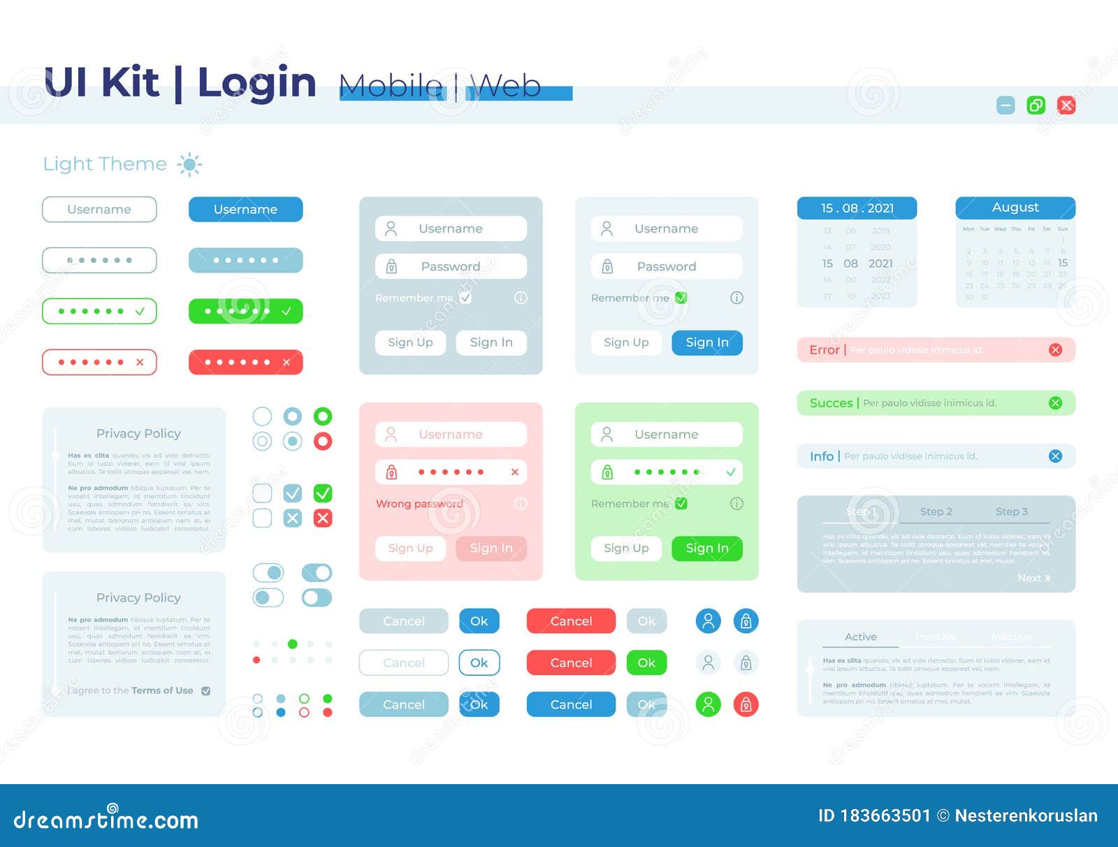 Authorization UI Elements Kit Stock Vector - Illustration of login ...