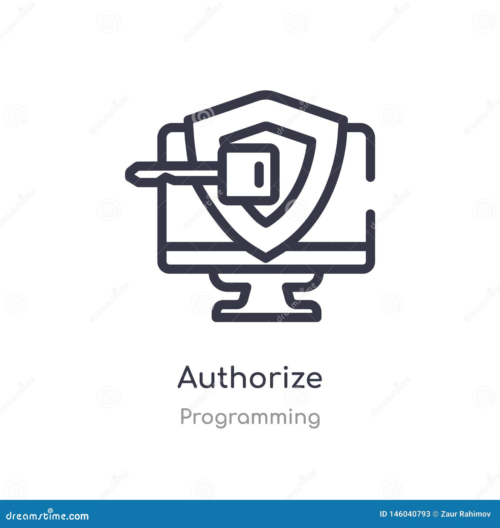 Authorize Outline Icon Isolated Line Vector Illustration From Programming Collection Editable