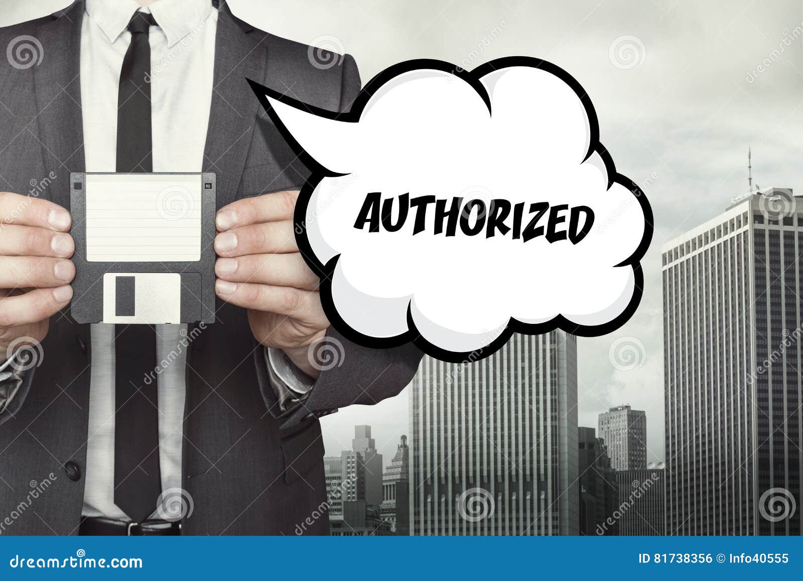 Authorized Text on Speech Bubble with Businessman Stock Illustration ...
