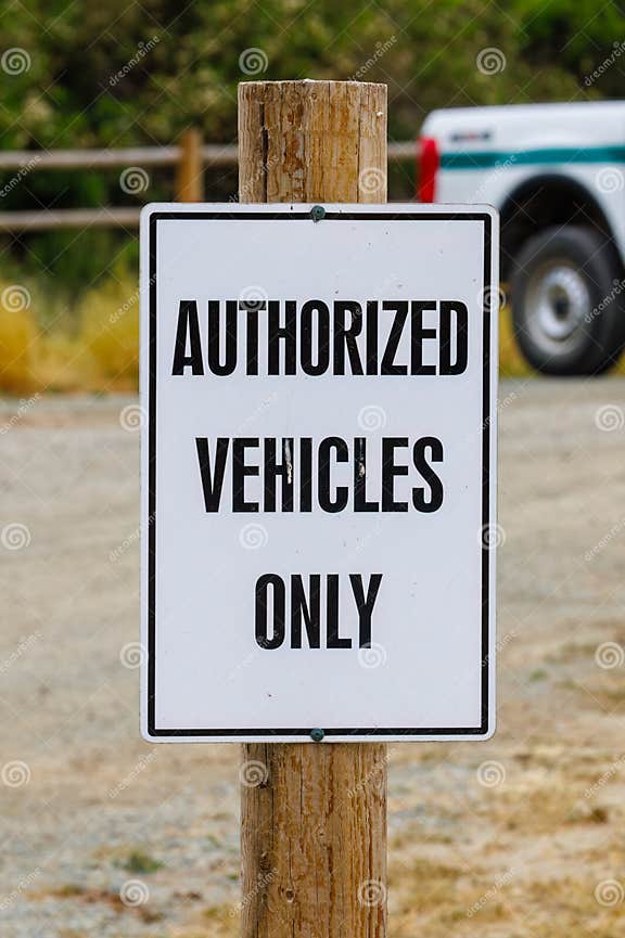 Authorized Vehicles only Sign Stock Photo - Image of symbol, road ...