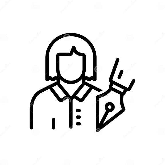 Black Line Icon for Authors, Originator and Creator Stock Vector ...