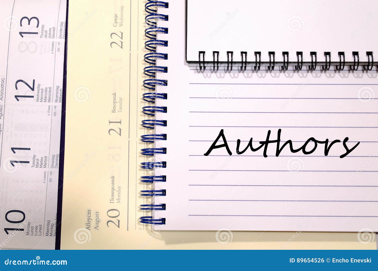 Authors write on notebook stock photo. Image of journalist - 89654526