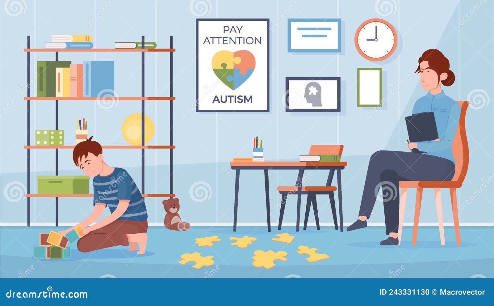 Autism Attention Flat Composition Stock Vector - Illustration of ...