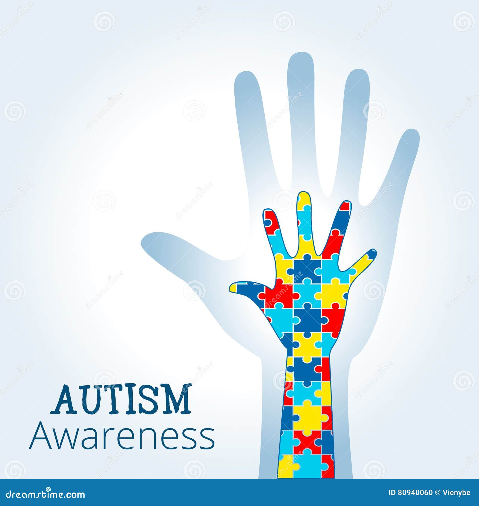 Autism Awareness Concept with Hand of Puzzle Pieces Stock Vector ...