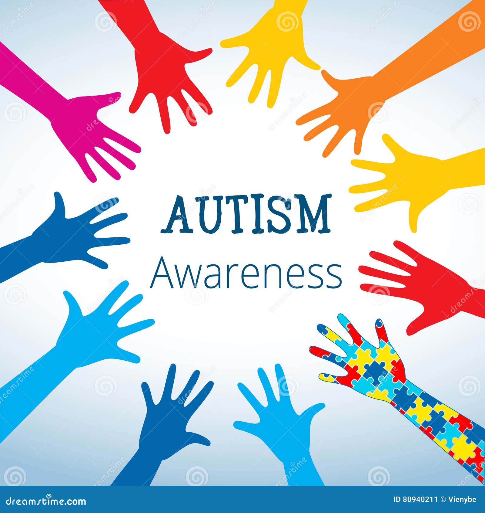 Autism Awareness Concept with Hand of Puzzle Pieces Stock Vector ...