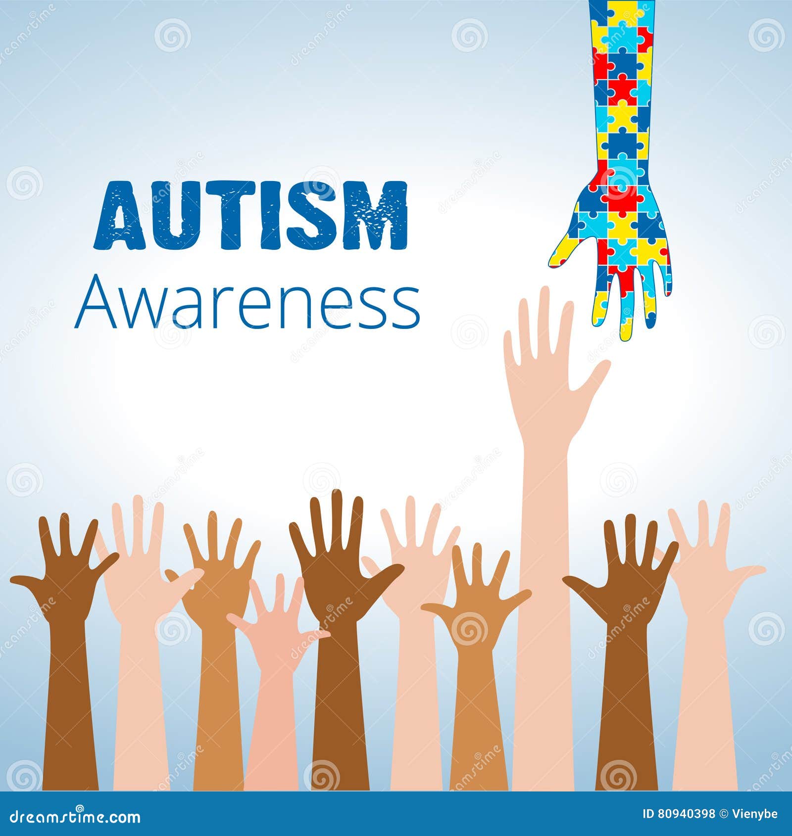 Autism Awareness Concept with Hand of Puzzle Pieces Stock Vector ...