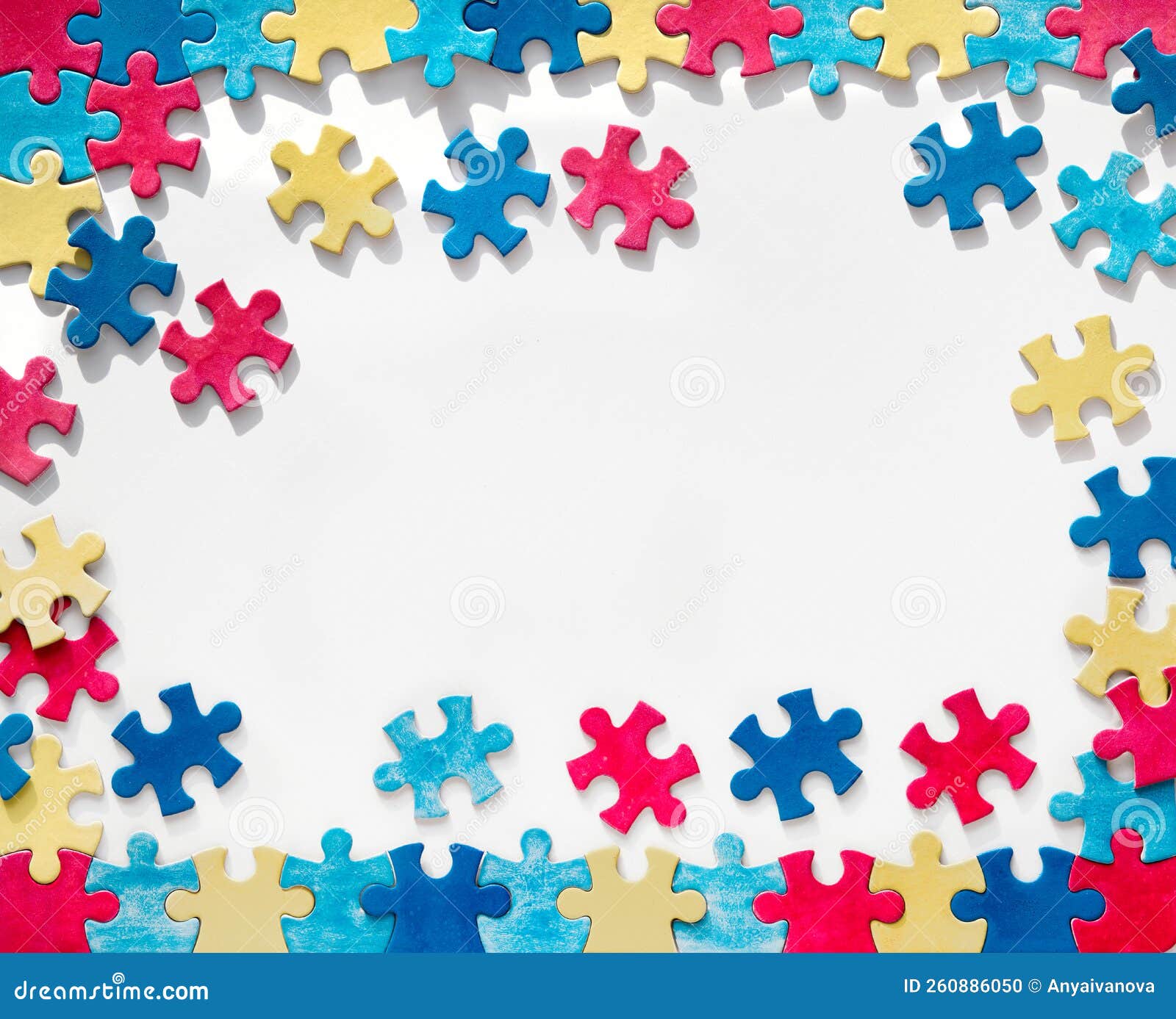 Autism Awareness Day, World Autism Day, Rectangular Frame with Puzzle ...