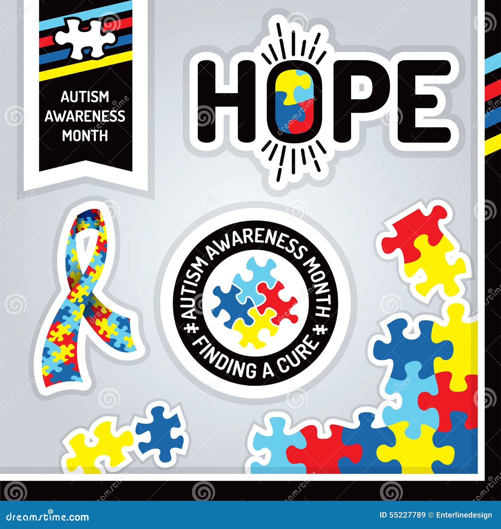 Autism Awareness Design Elements Illustration Stock Illustration ...