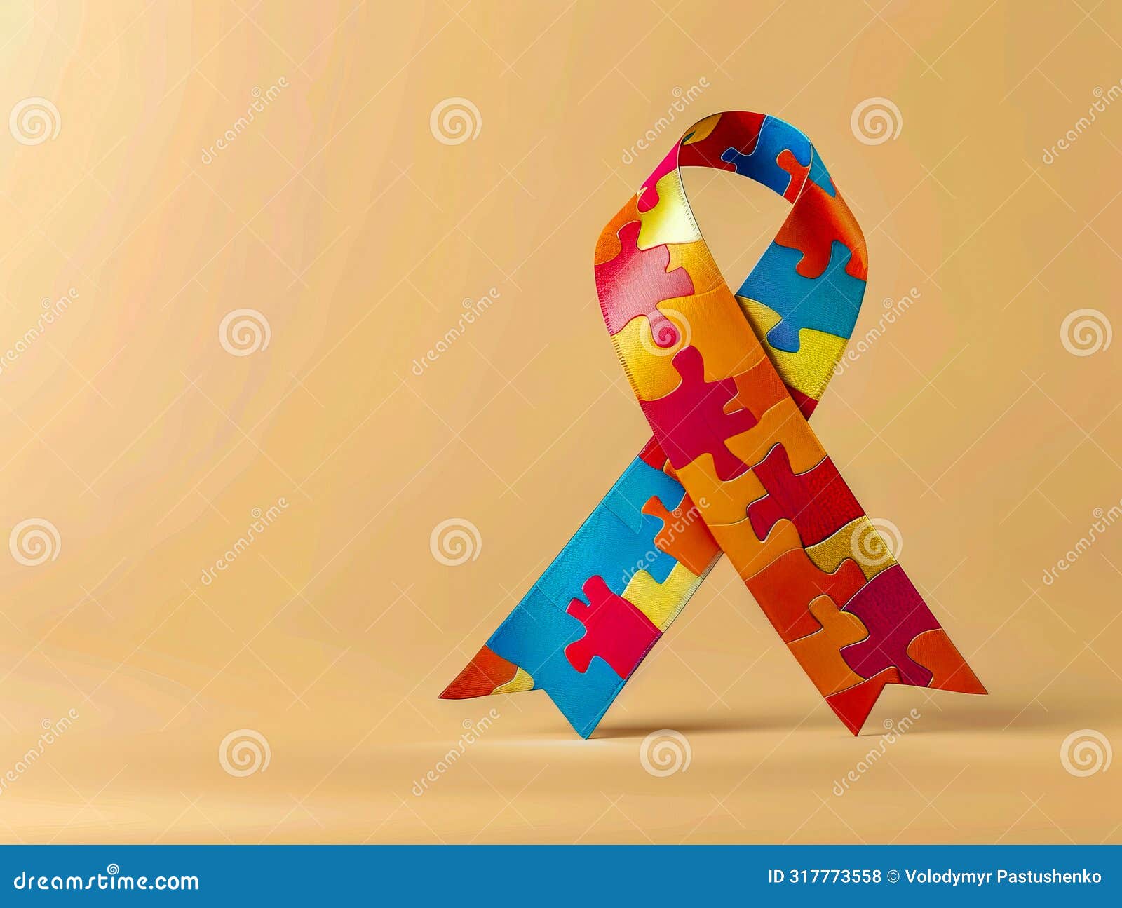 Autism Awareness Ribbon on a Beige Background Stock Photo - Image of ...