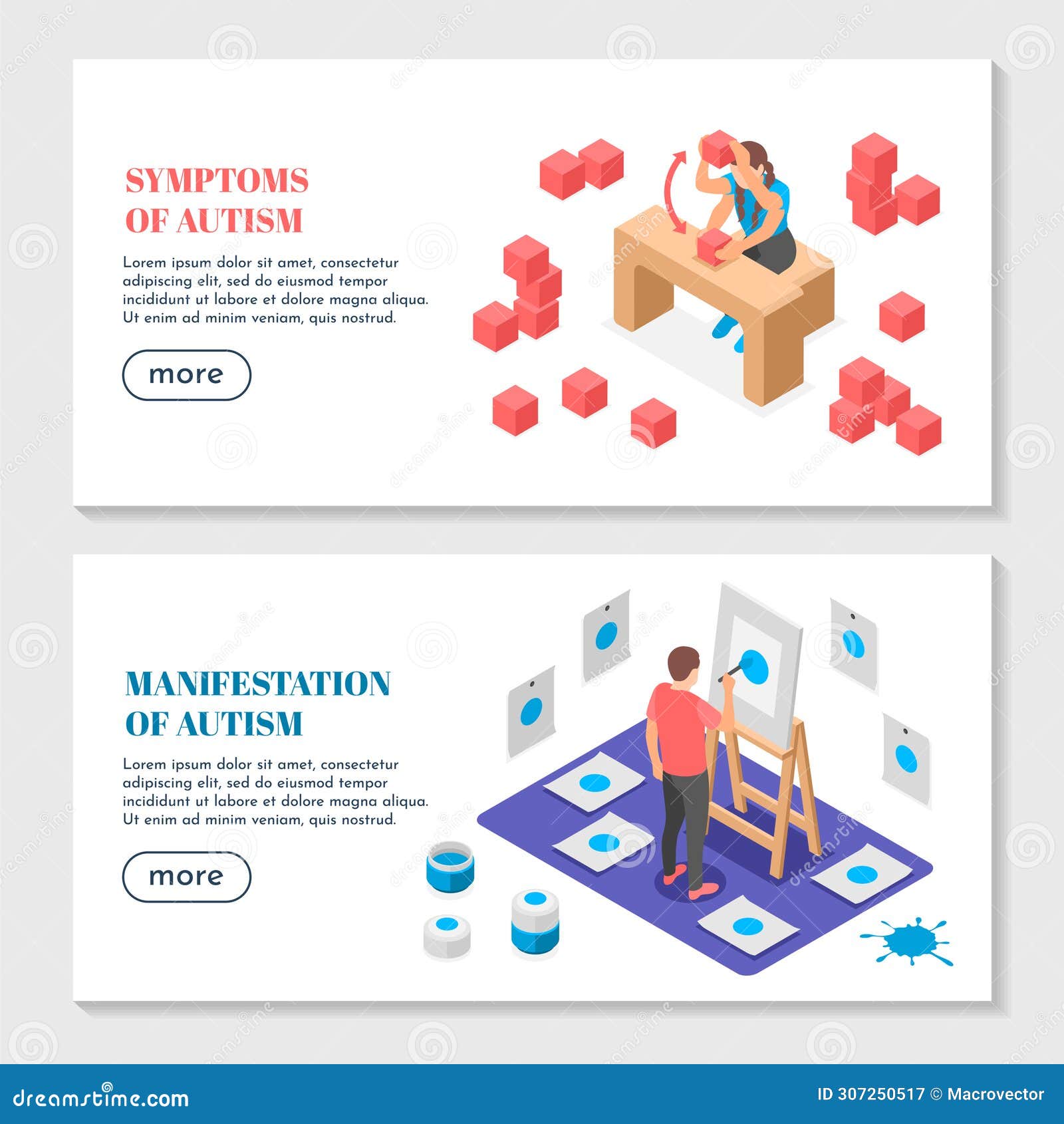 Autism Banners in Isometric View Stock Illustration - Illustration of ...