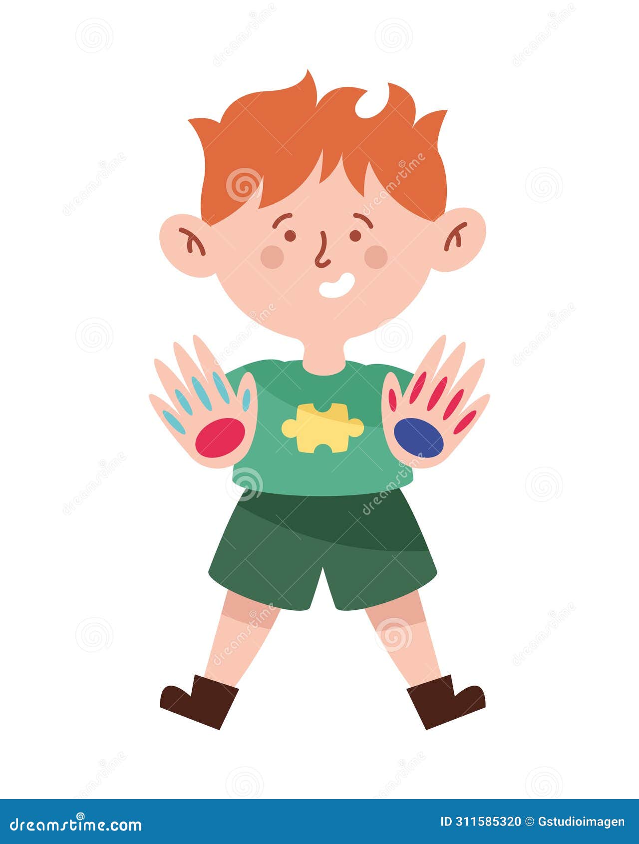 Autism boy cartoon stock illustration. Illustration of child - 311585320