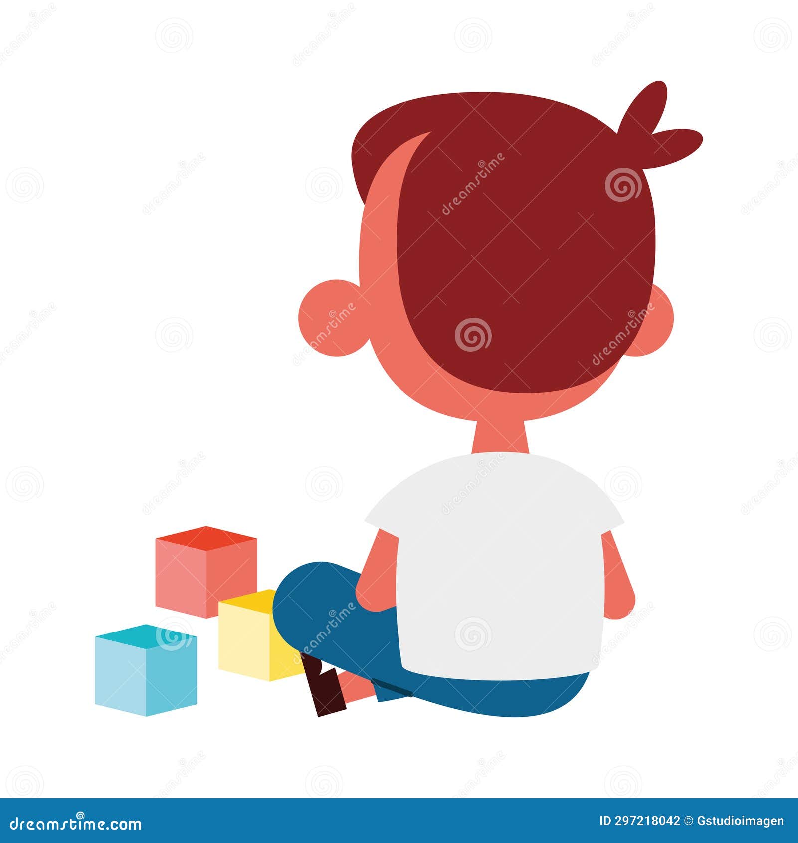 Autism boy with cubes stock illustration. Illustration of mind - 297218042