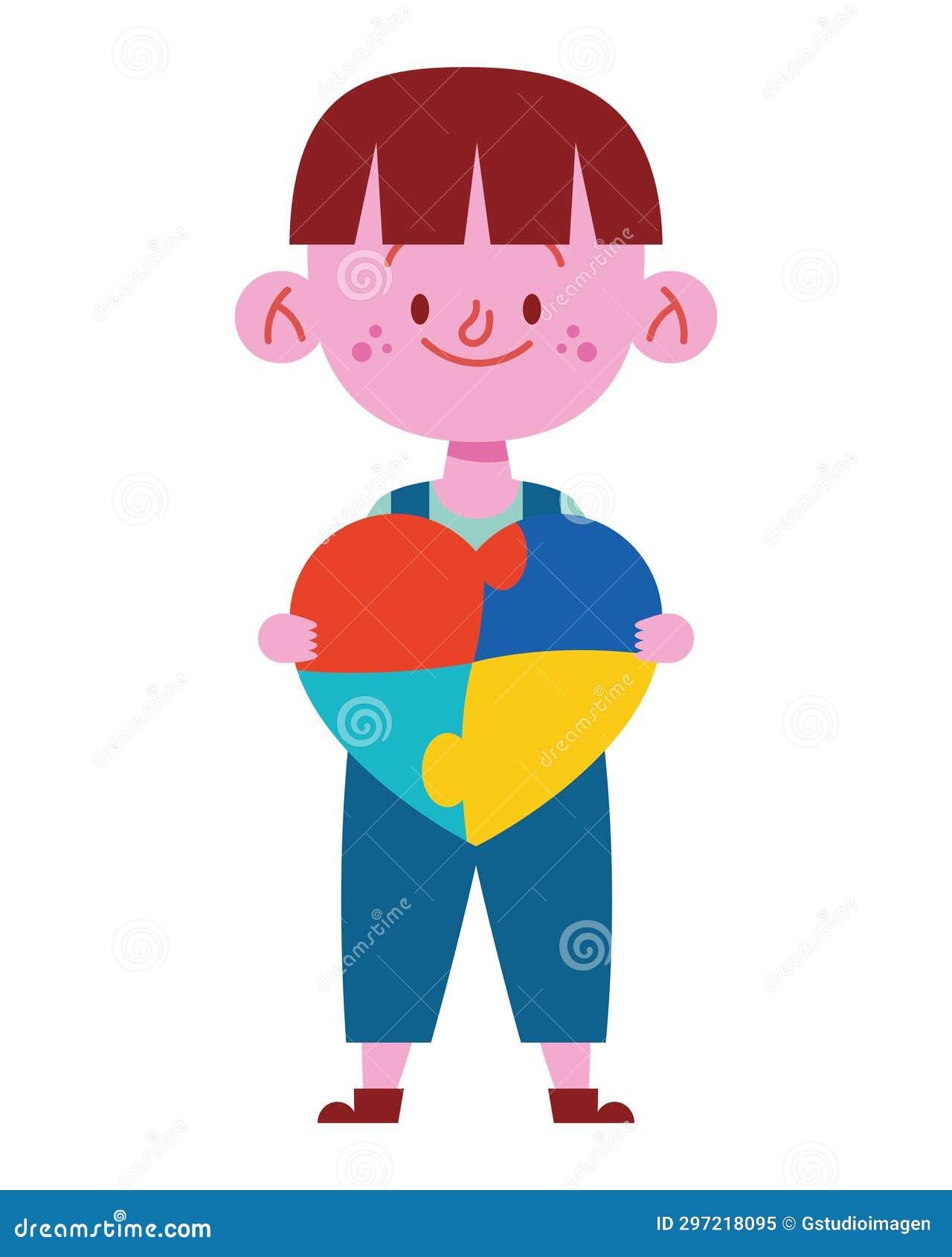 Autism Boy with Heart Puzzle Stock Illustration - Illustration of ...