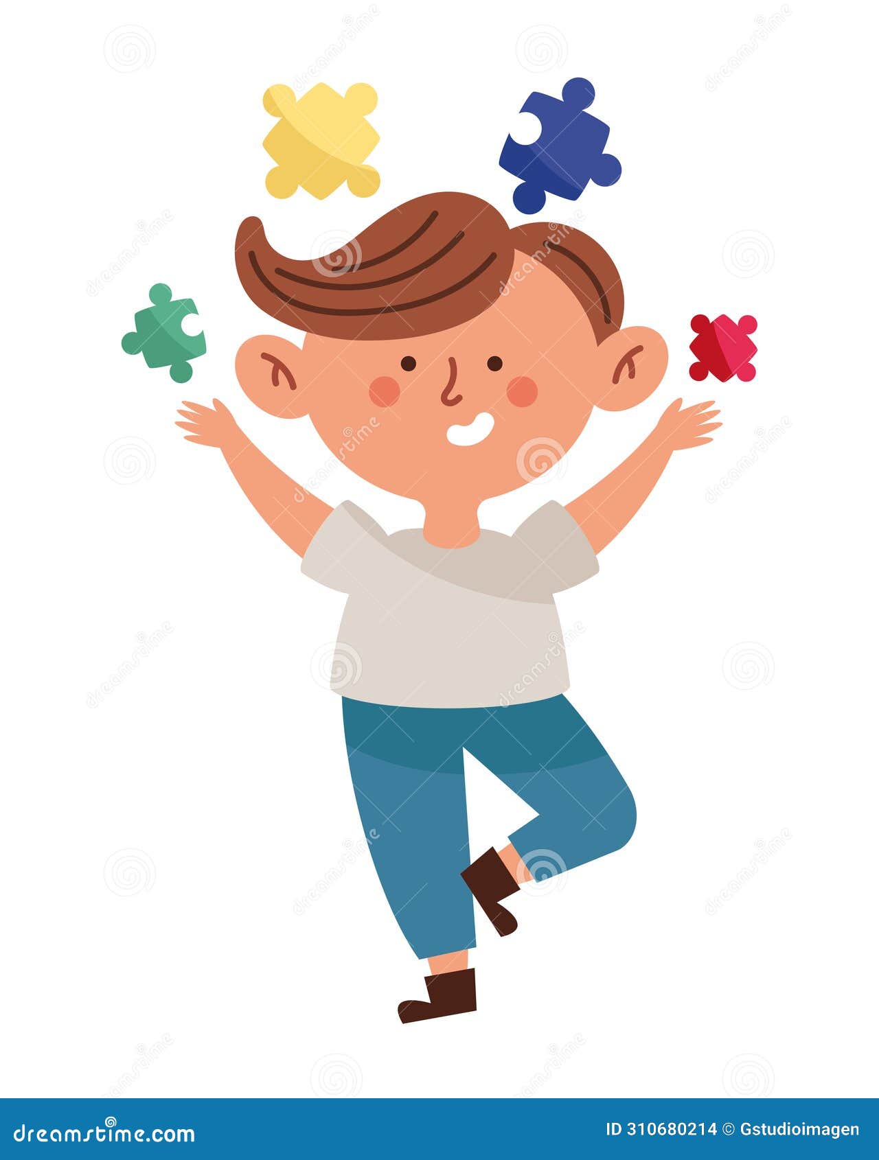 Autism boy playing stock vector. Illustration of playing - 310680214