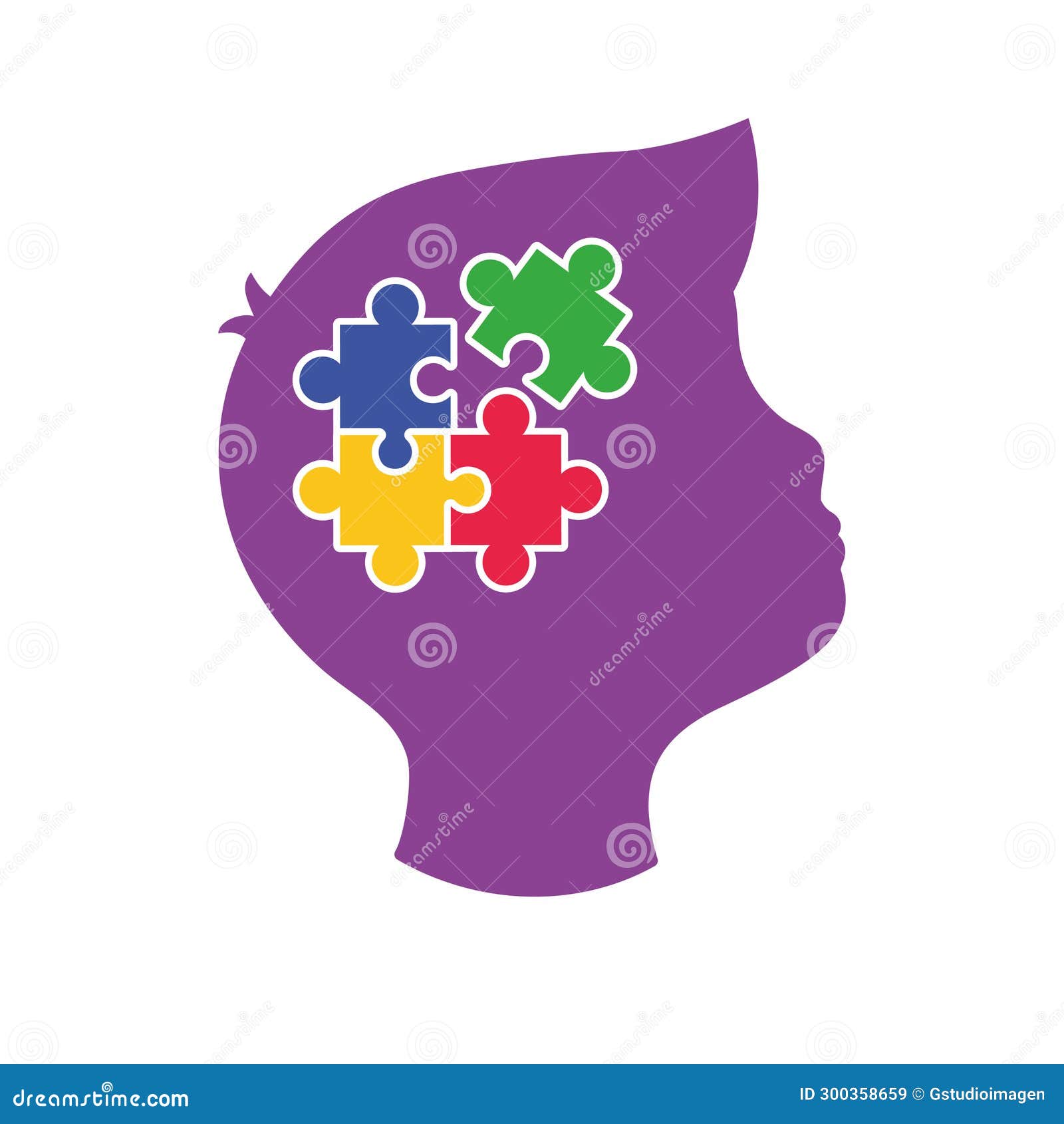 Autism brain and puzzle stock vector. Illustration of care - 300358659