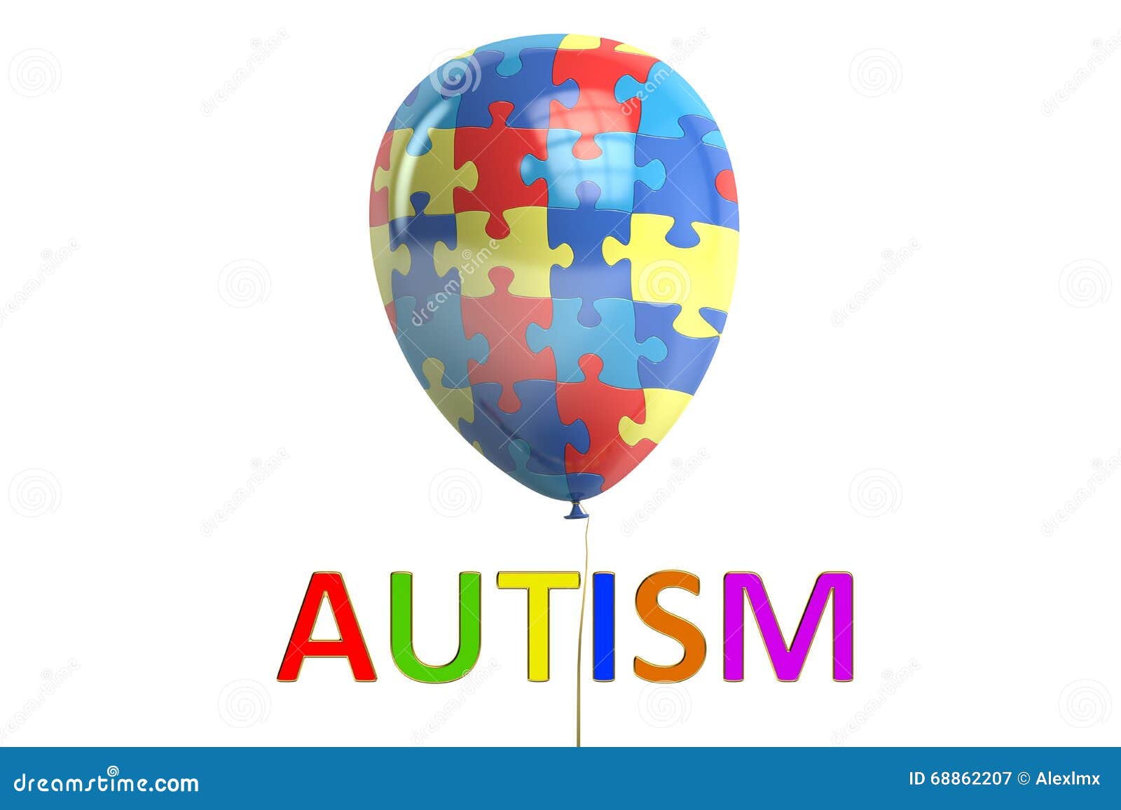Autism Concept Retro Colorful Word Art Illustration Cartoon Vector ...