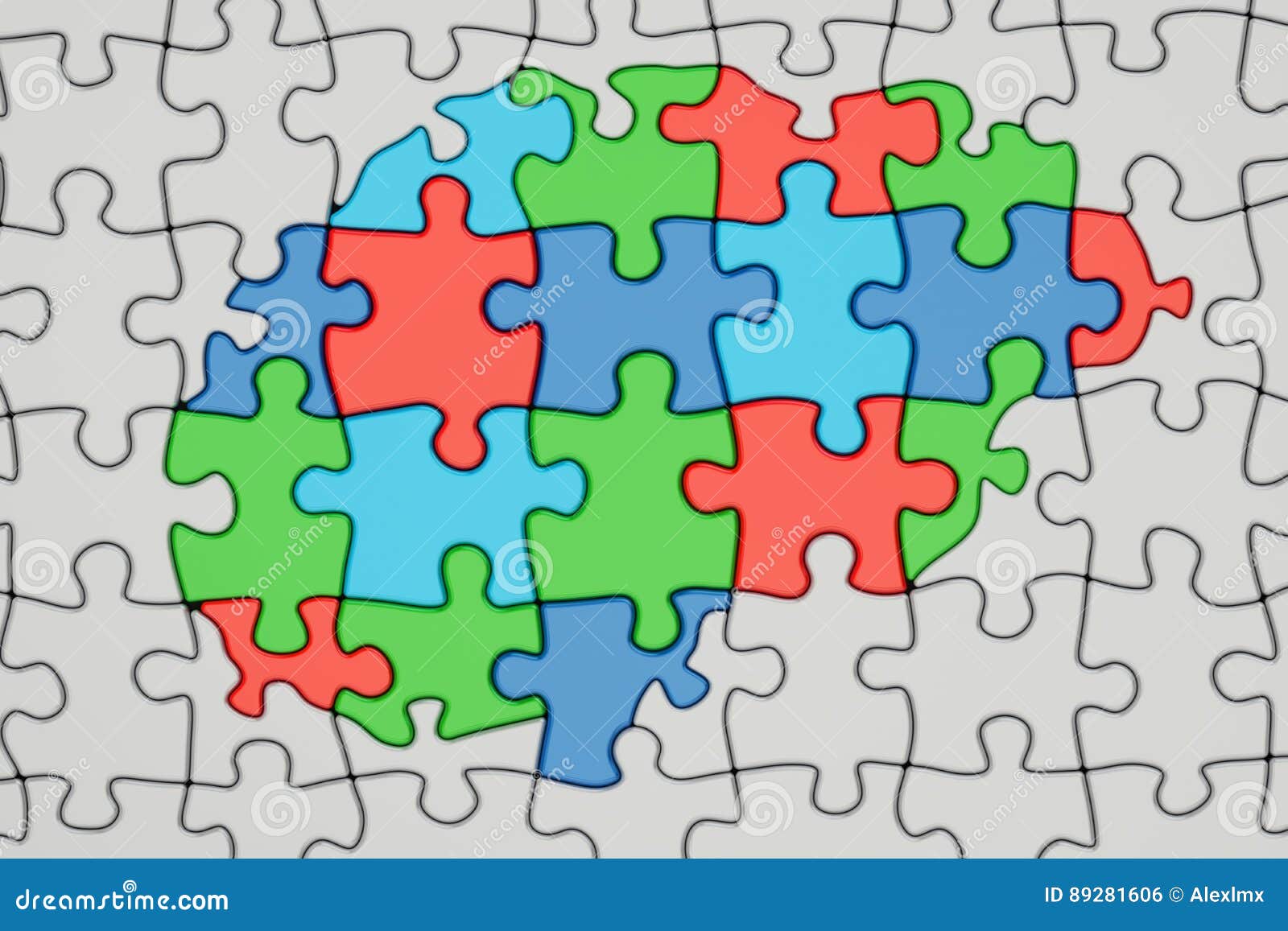 Autism Concept, Brain From Colored Puzzles, 3D Rendering Royalty-Free ...