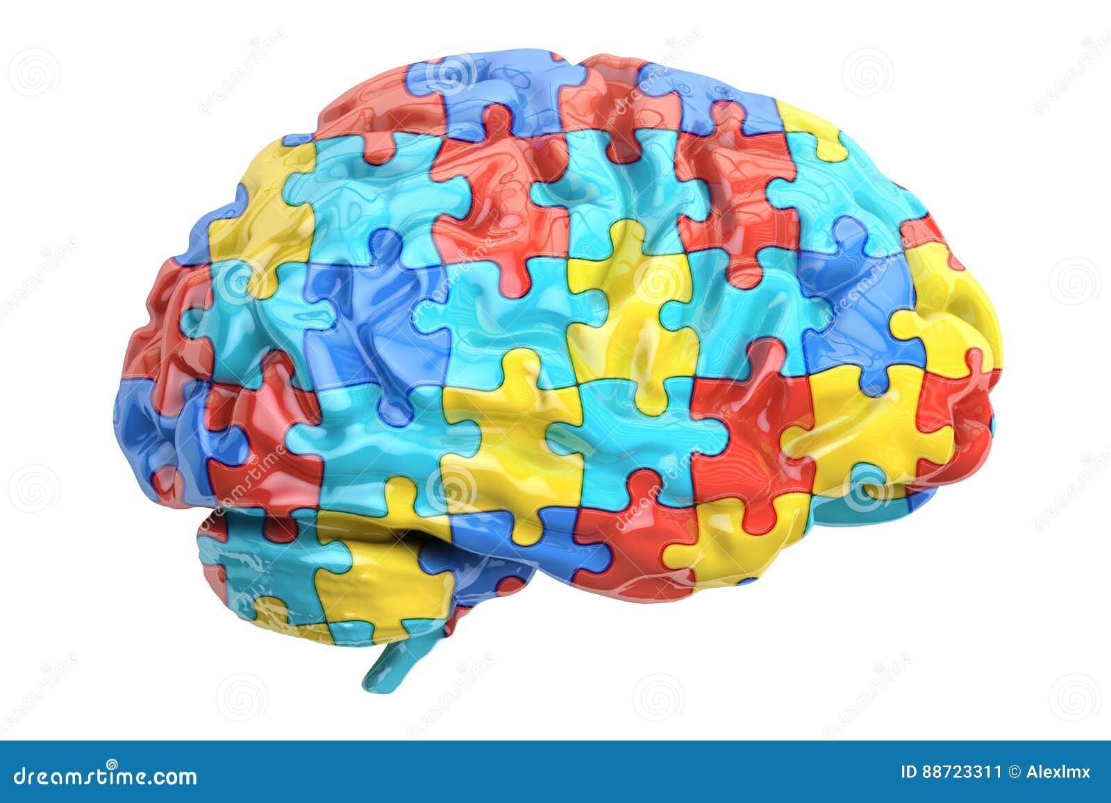 Autism Concept with Brain, 3D Rendering Stock Illustration ...
