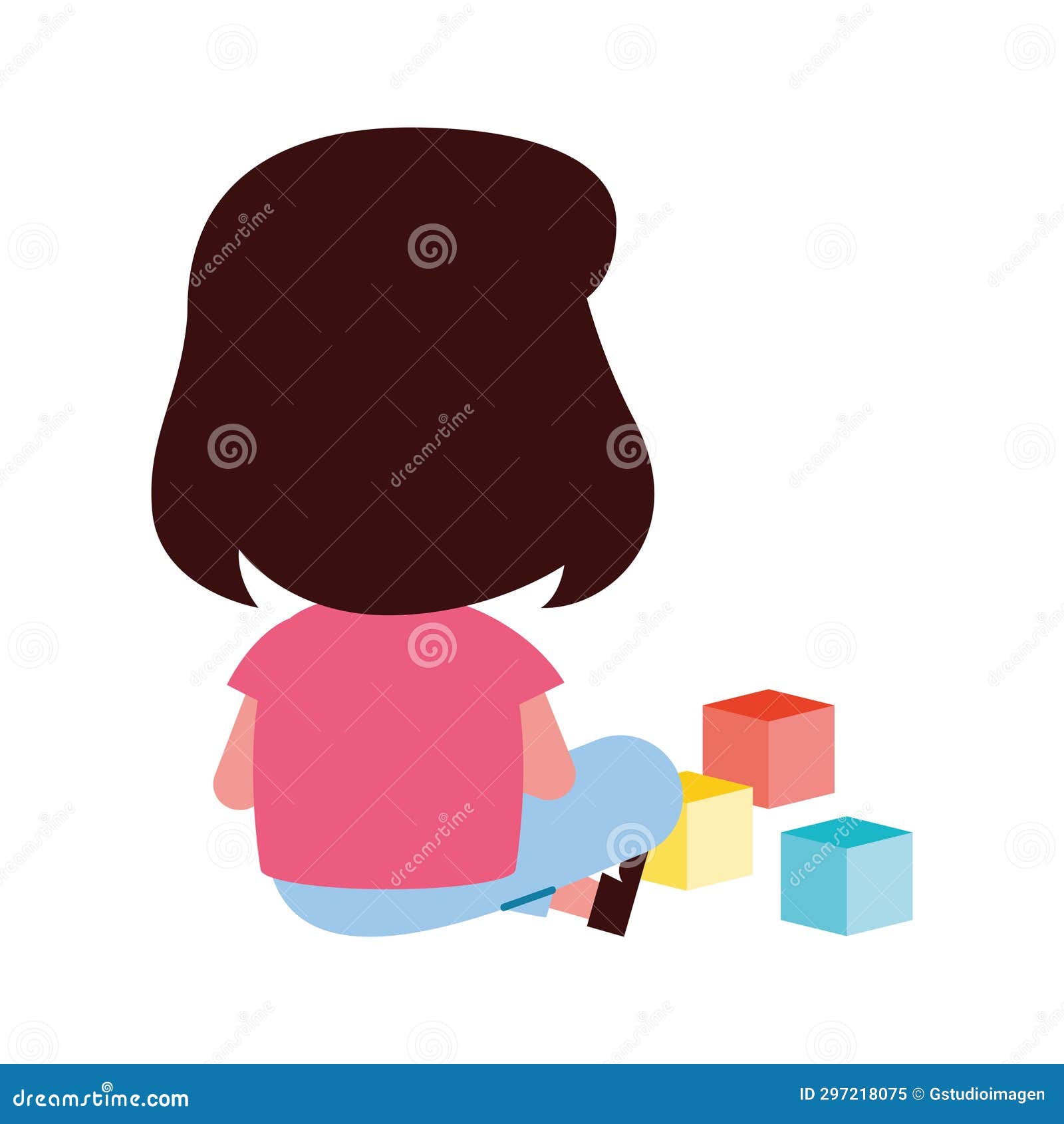 Autism girl with cubes stock illustration. Illustration of heart ...