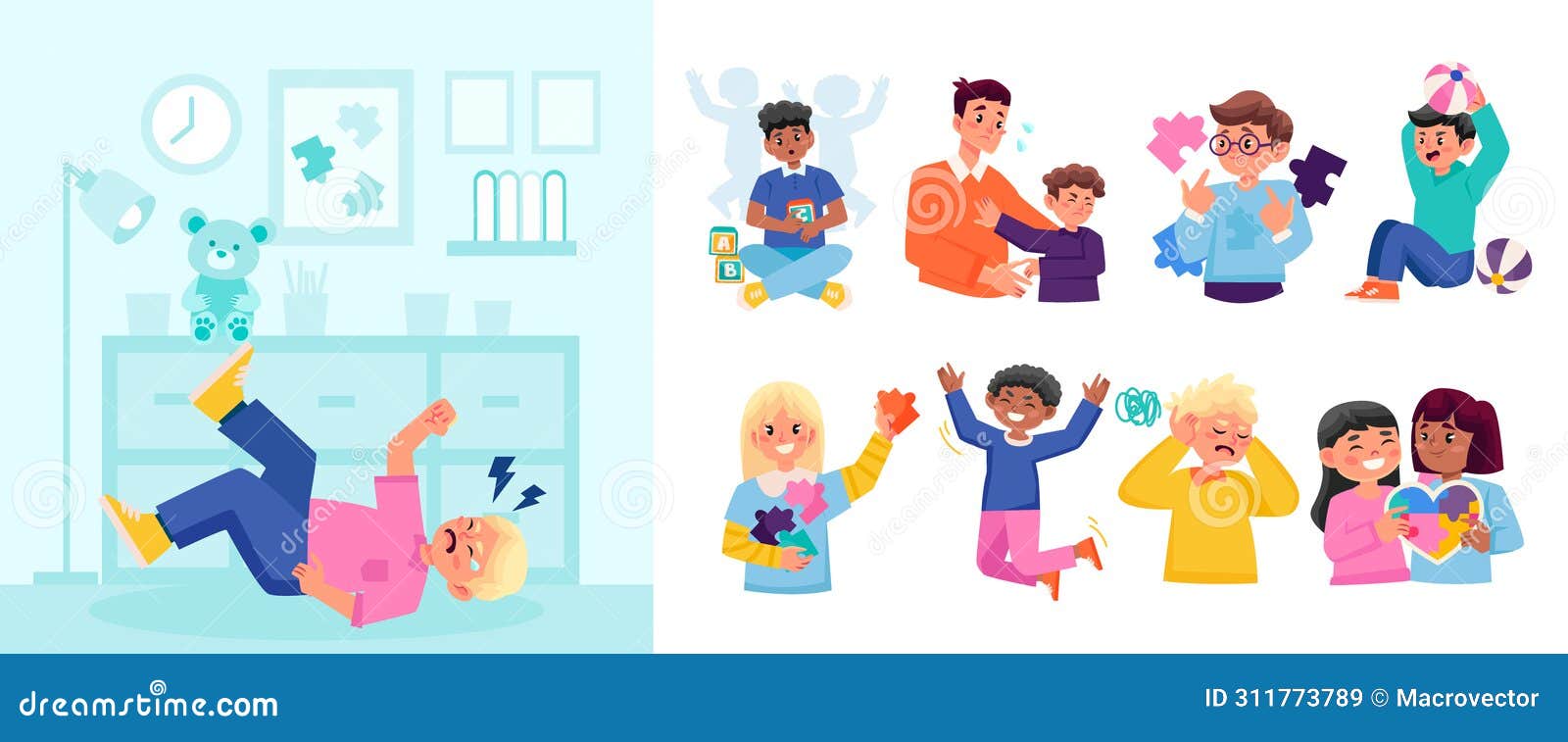 Autism Icons and Illustration in Flat Design Stock Illustration ...