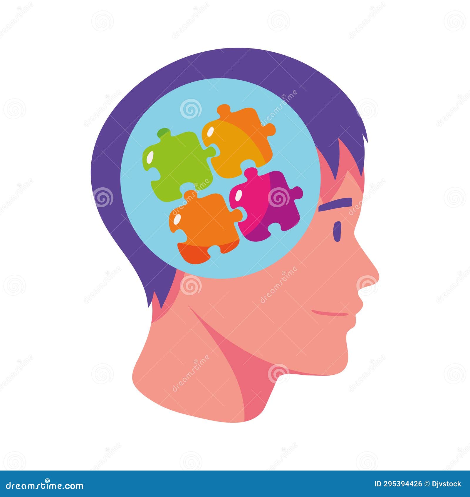 Autism man profile stock illustration. Illustration of health - 295394426