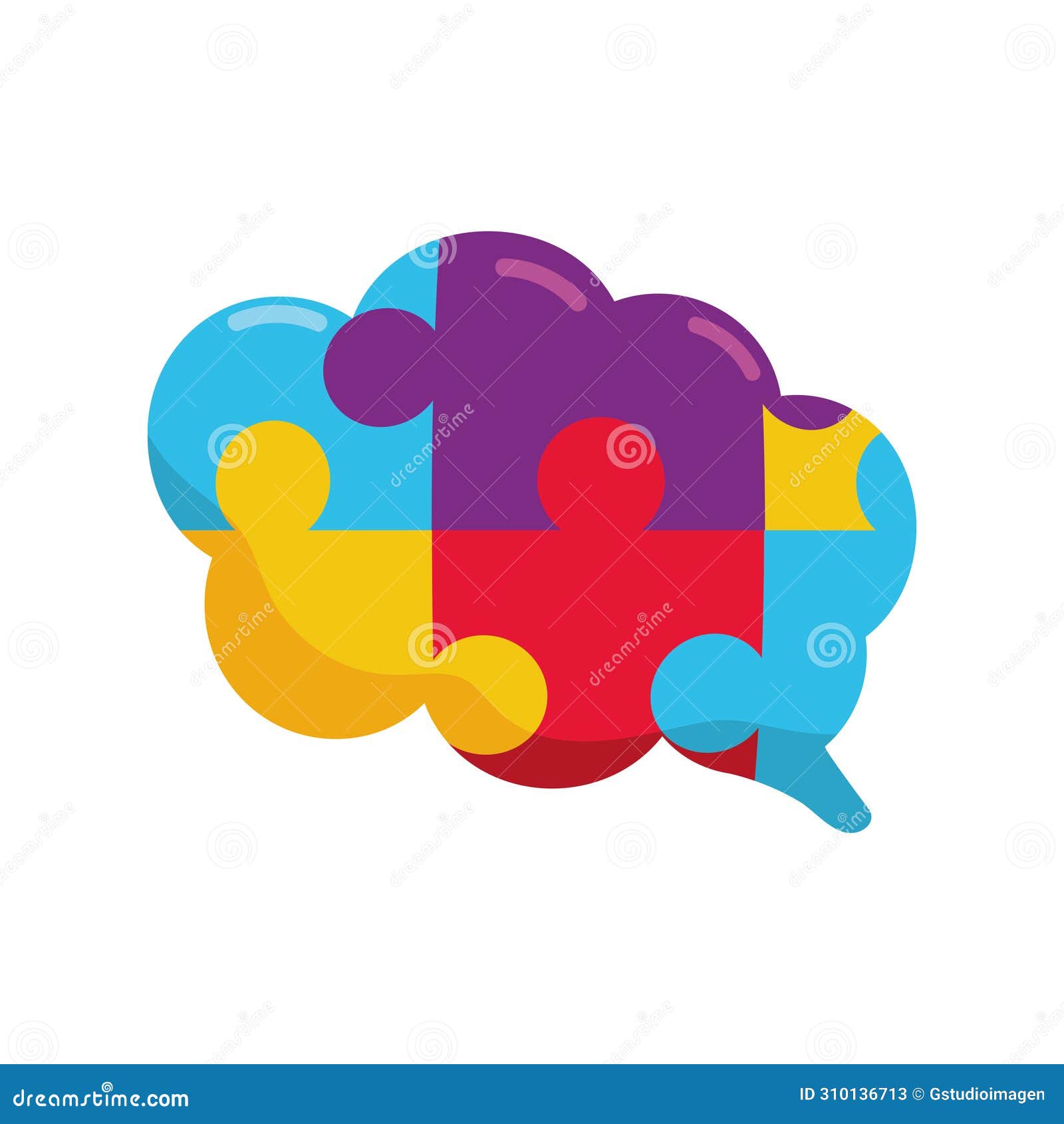 Autism Puzzle in Brain Shape Stock Vector - Illustration of behavior ...