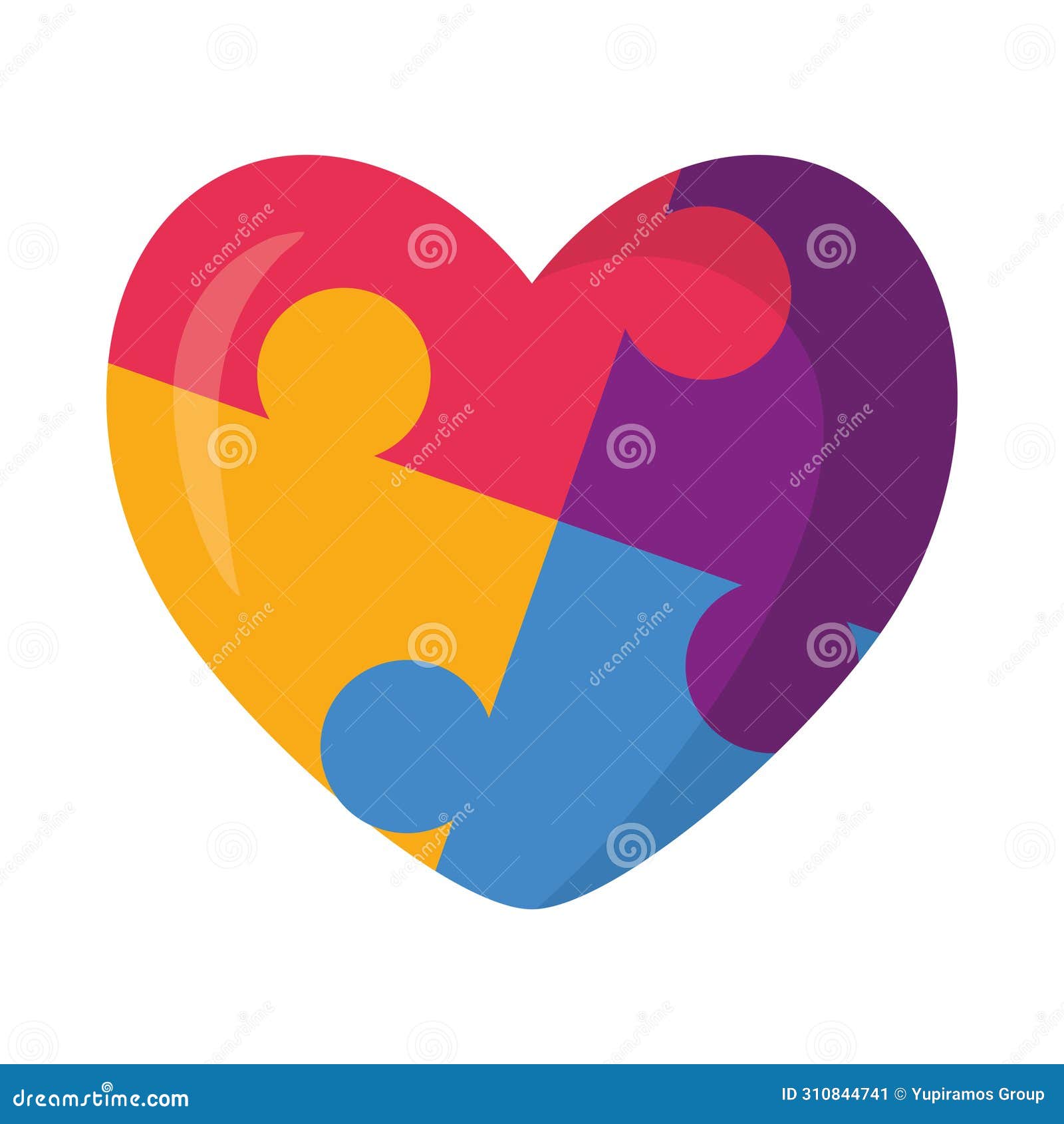 Autism puzzle heart stock vector. Illustration of disability - 310844741