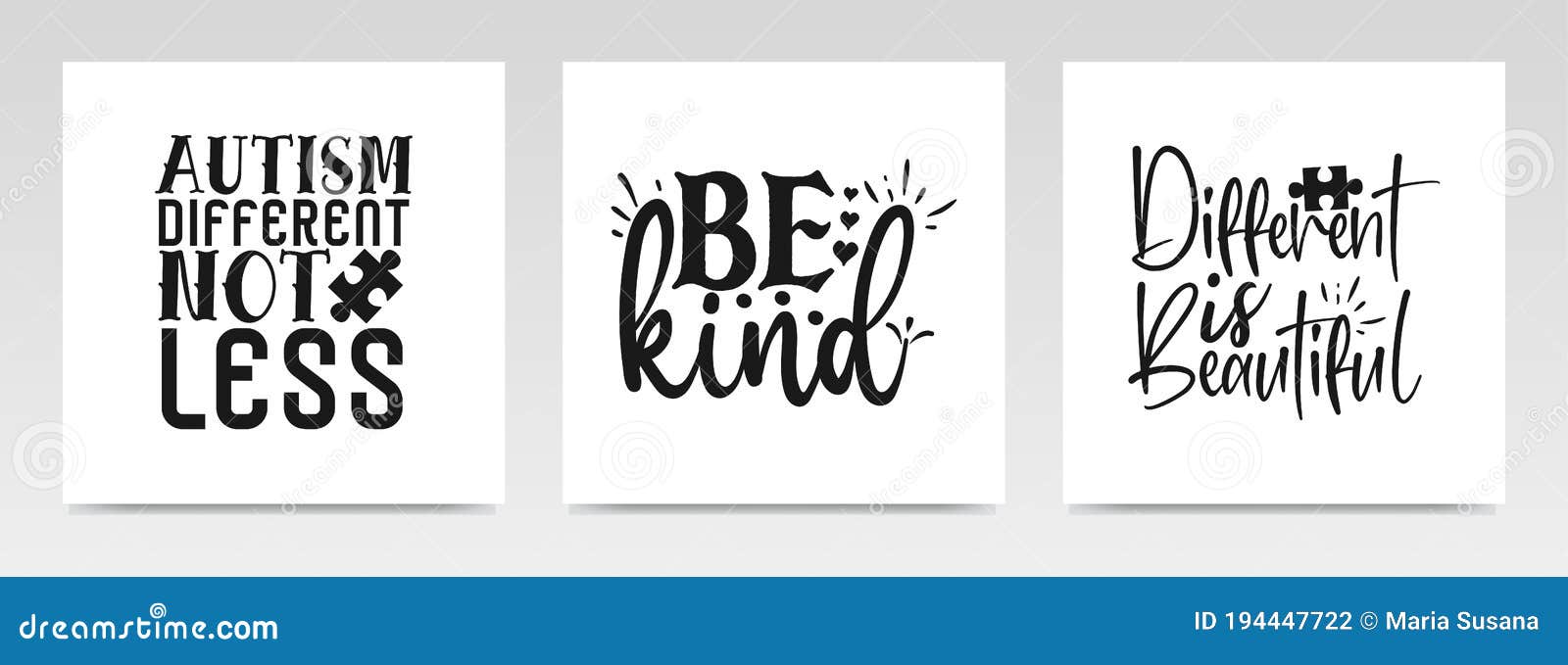 Autism Quotes Letter Typography Set Illustration Stock Vector ...