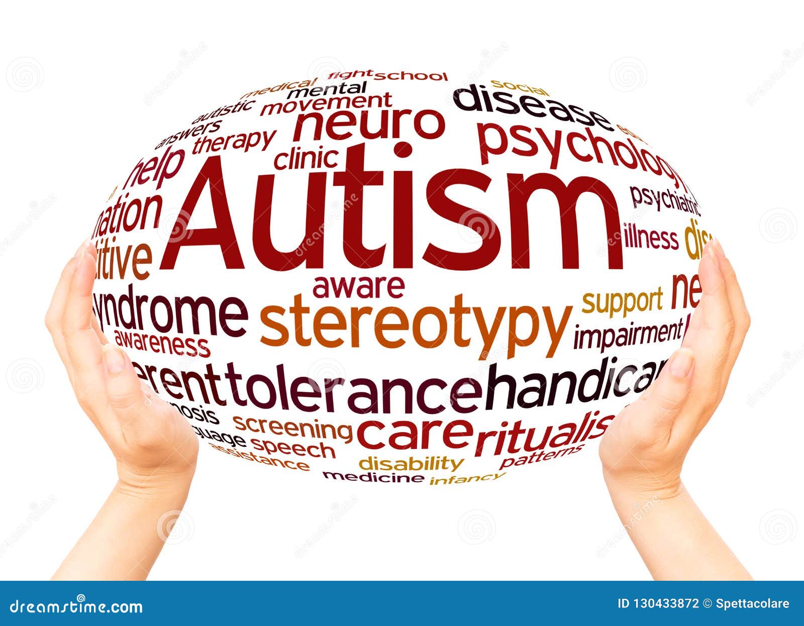 Autism Word Wooden Colorful Cubes And Rainbow. Mental Health, Social ...