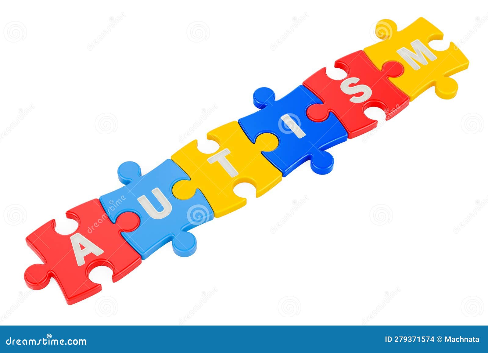 Autism Word from Colored Puzzles, 3D Rendering Stock Illustration ...