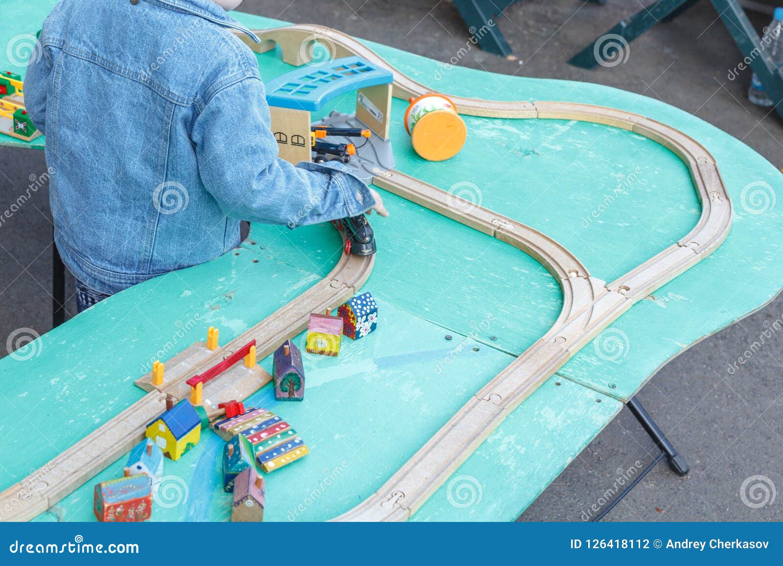 Autistic Kid Play Alone with Train Toys Stock Photo - Image of length ...